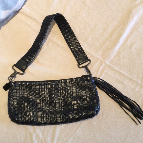 Sabrina Scala | Bags | Sabrina Scala Bag Black Woven Leather Small Size ...